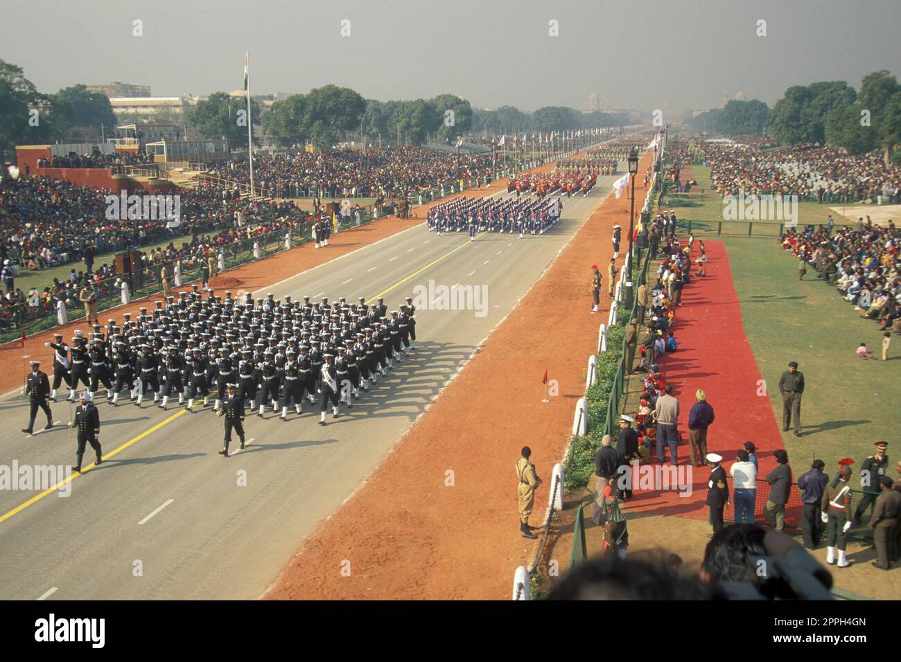 a view with soldiers a the Parade at the Republic Day on January, 26 ...