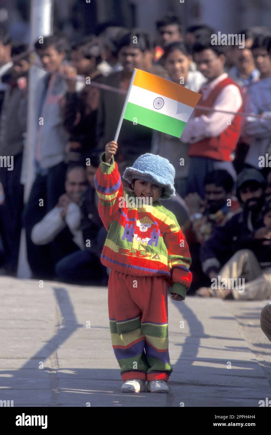 indian people wait on a road for the Parade at the Republic Day on ...