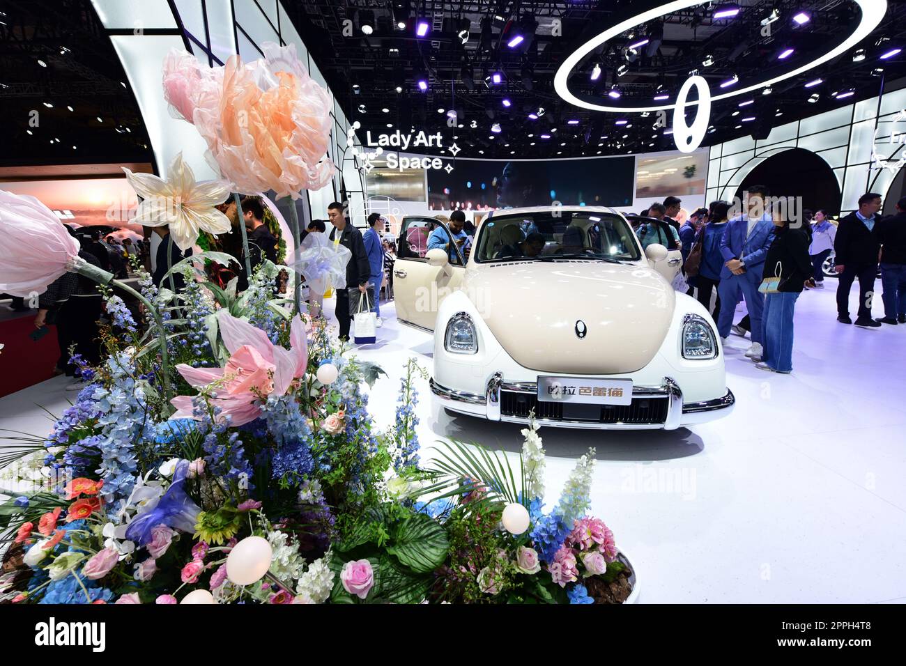 SHANGHAI, CHINA - APRIL 21, 2023 - A ballet cat car is displayed at the ...