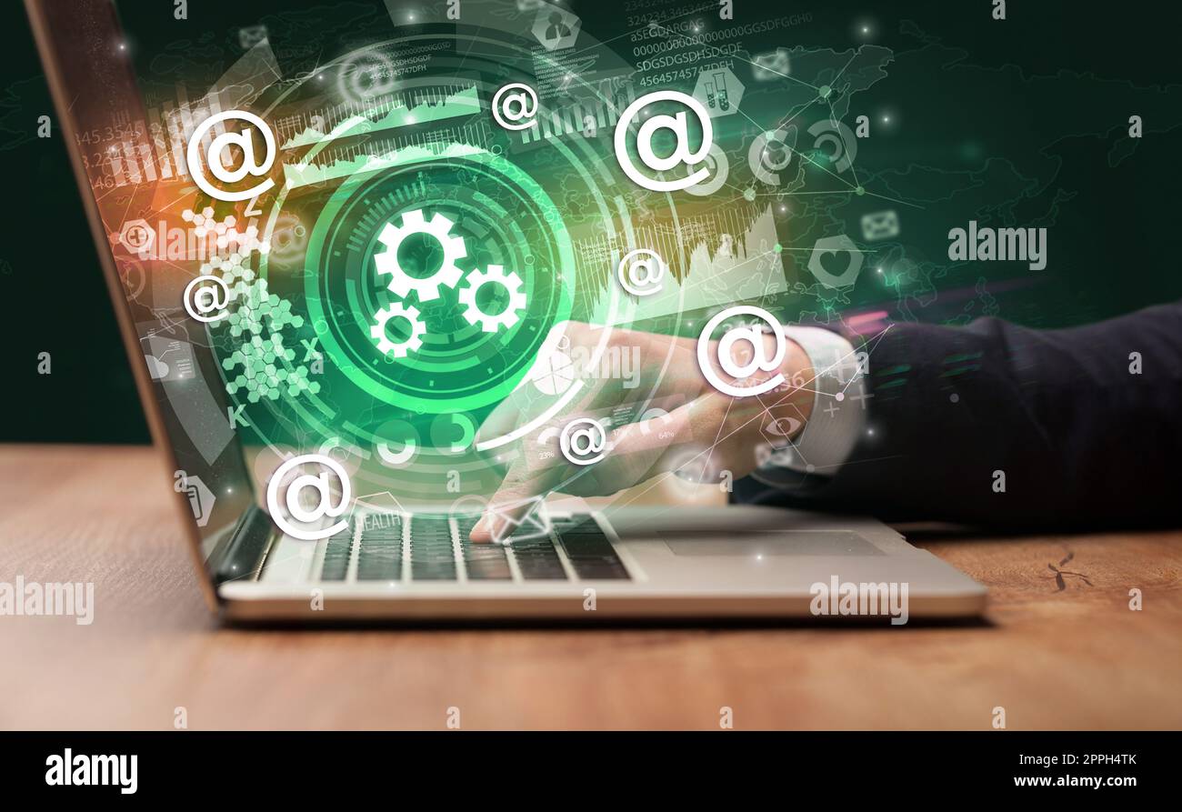 Marketing digital laptop target gear hi-res stock photography and ...