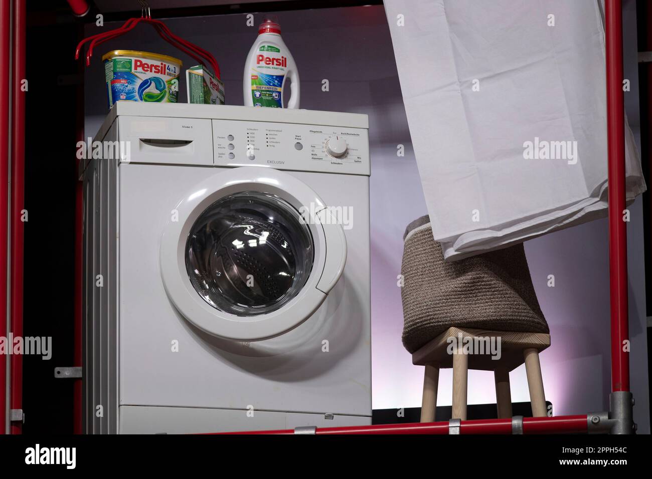 Dusseldorf, Deutschland. 24th Apr, 2023. Advertising installation for ...