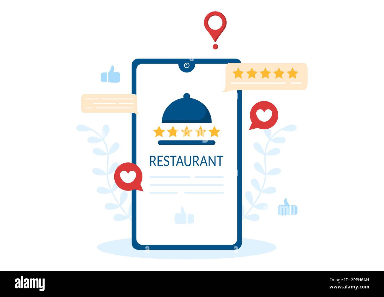 Restaurant Rating Review Template Hand Drawn Cartoon Flat Illustration