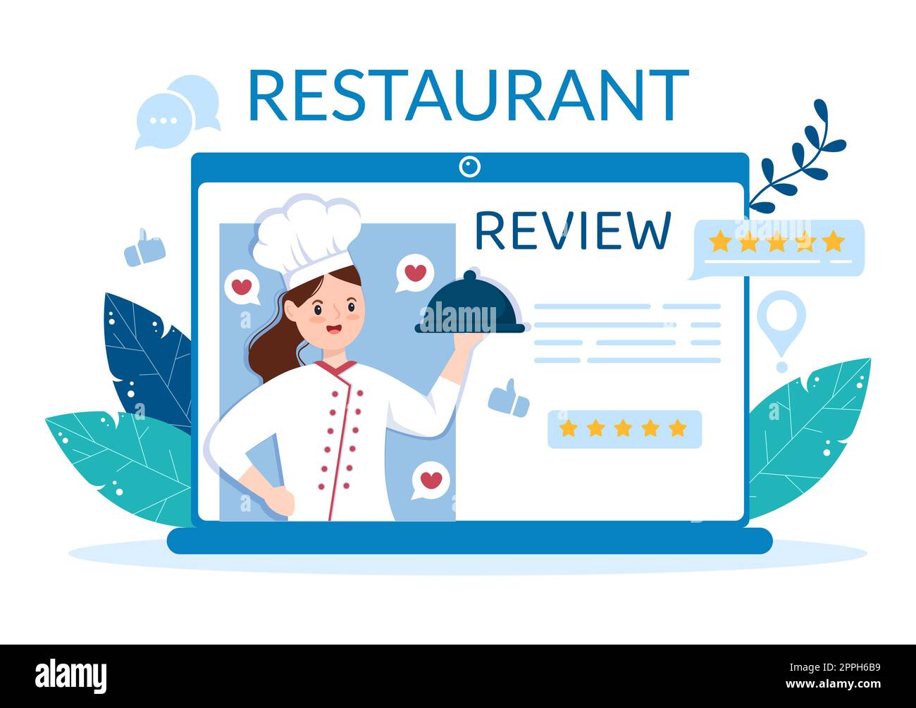 Restaurant Rating Review Template Hand Drawn Cartoon Flat Illustration ...