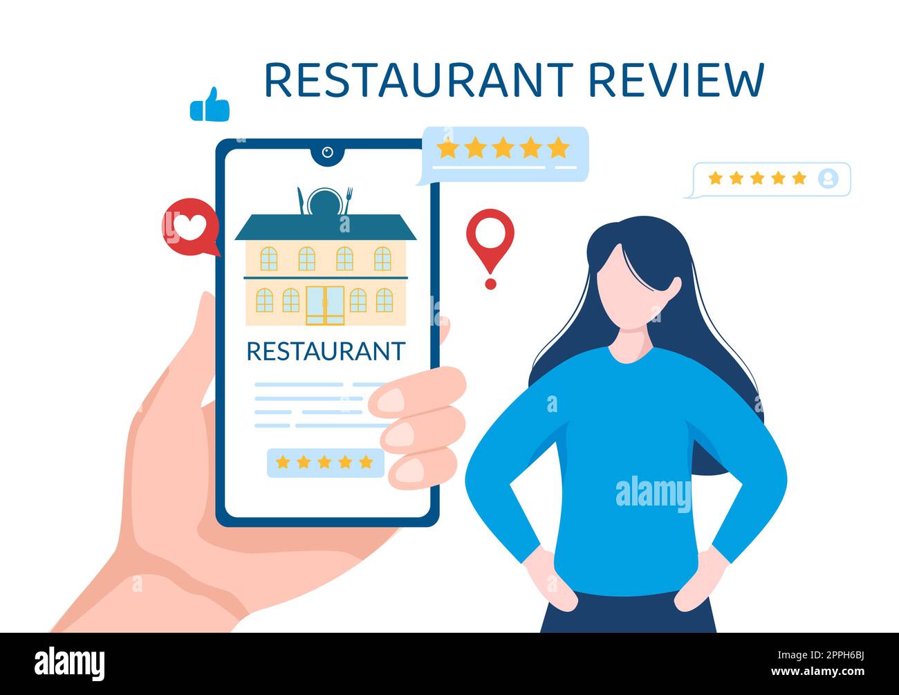 Restaurant Rating Review Template Hand Drawn Cartoon Flat Illustration ...