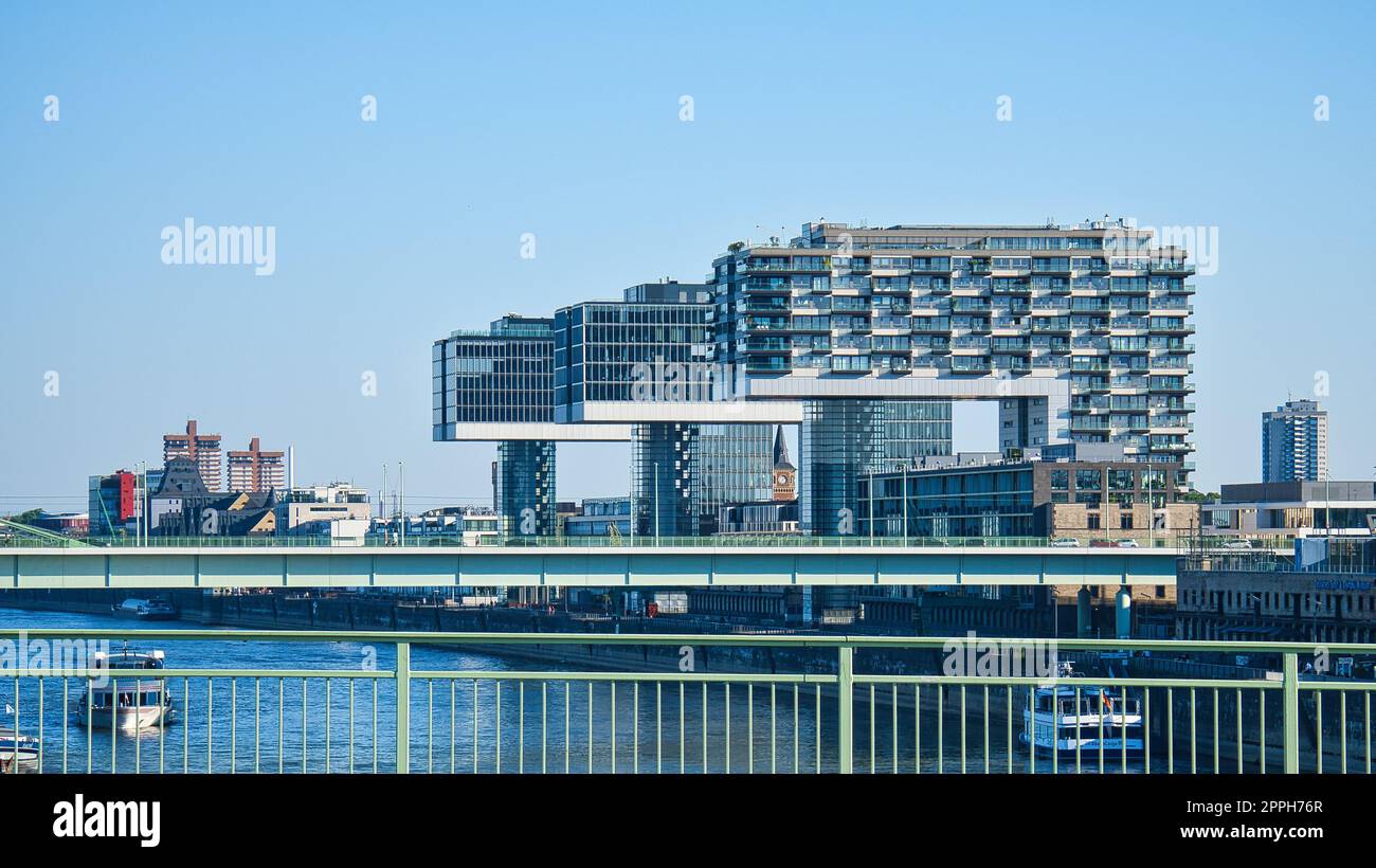 Crane house in cologne, germany. Modern architecture at the port of the ...