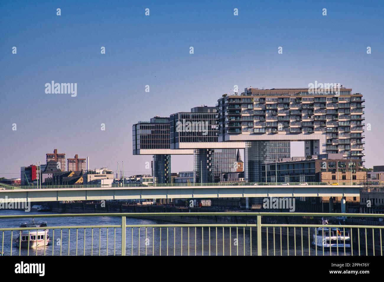 Crane house in cologne, germany. Modern architecture at the port of the ...