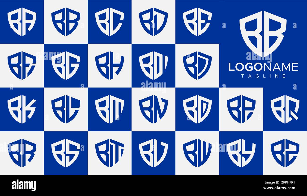 Set of shield B letter logo design vector. Simple security B logo ...