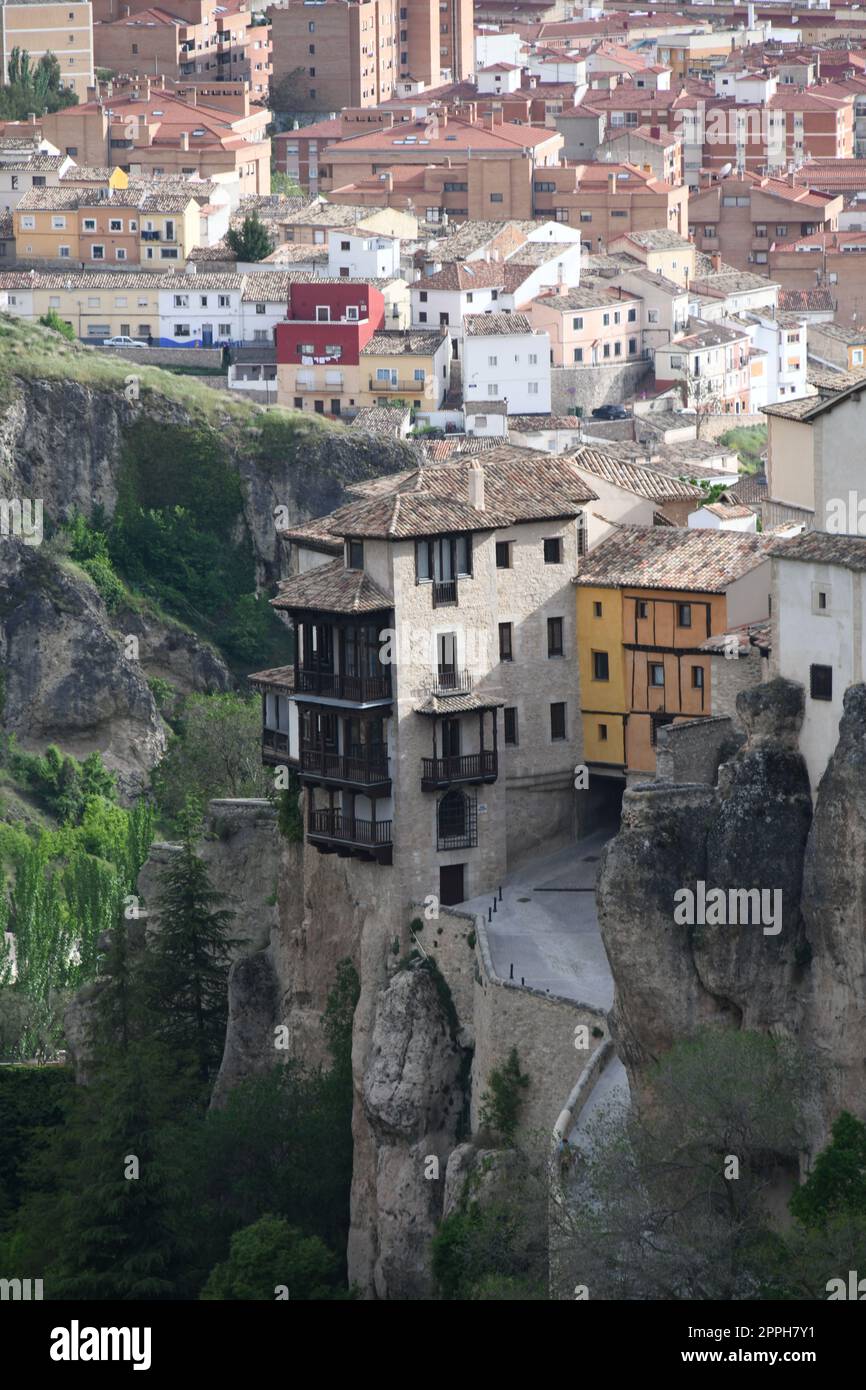 House facades, cityscapes of Cuenca, the provincial capital of Cuenca ...