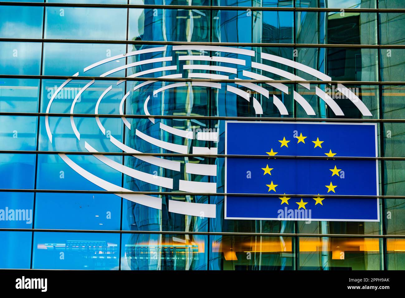 Logo of European Parliament, displayed on the building Stock Photo - Alamy