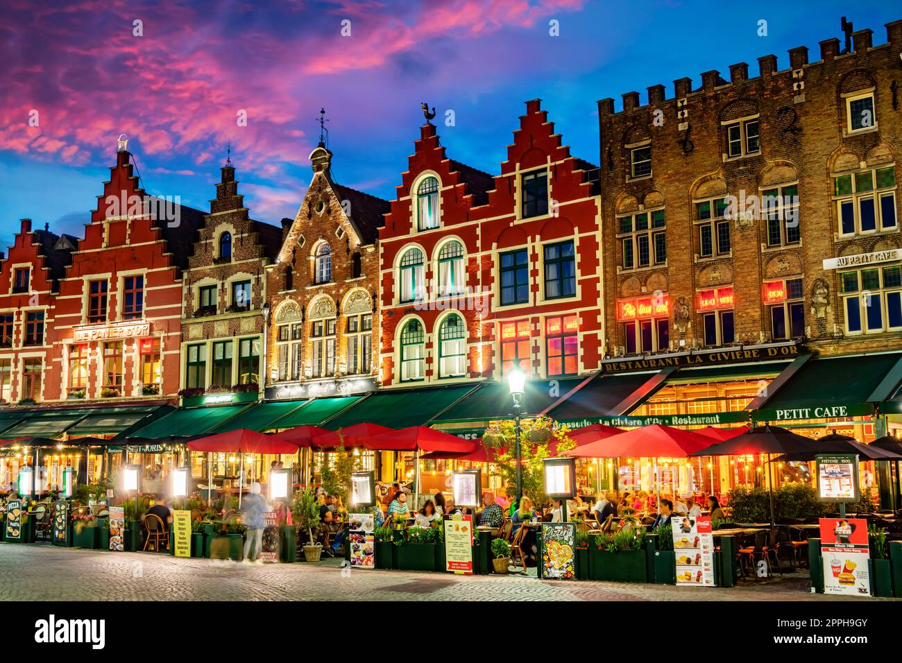 Architecture of the historical market square of Bruges, Belgium Stock ...