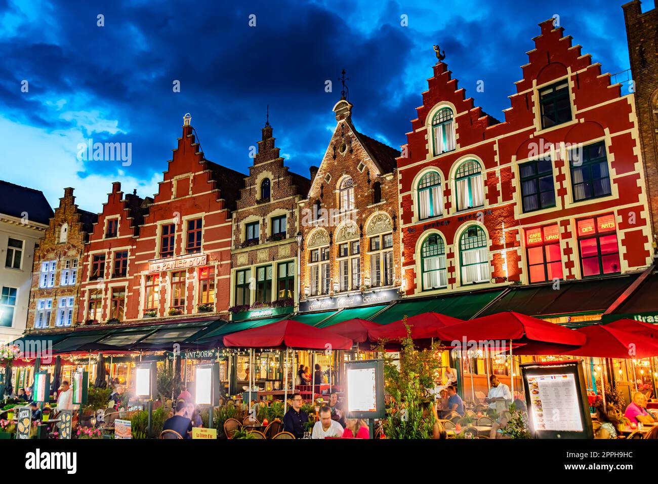 Architecture of the historical market square of Bruges, Belgium Stock ...