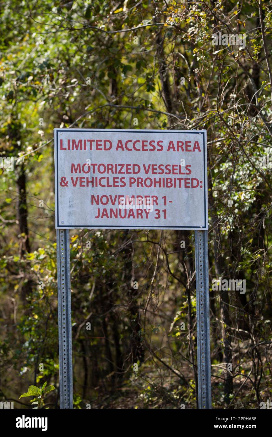 Limited Access Sign at Wildlife Management Area Stock Photo - Alamy