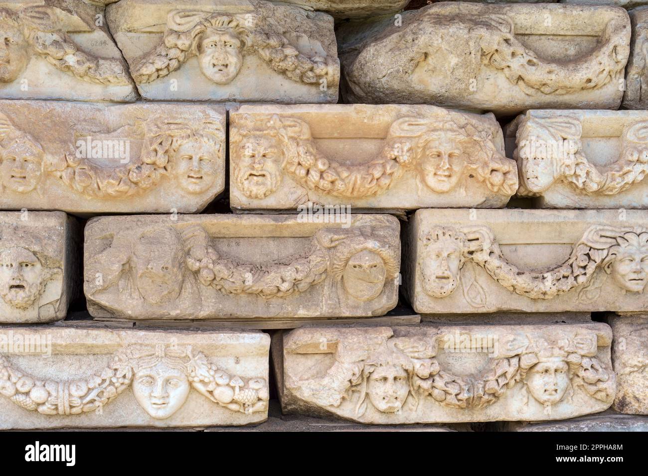 Friezes depicting various gods, goddesses and portrait heads in ...