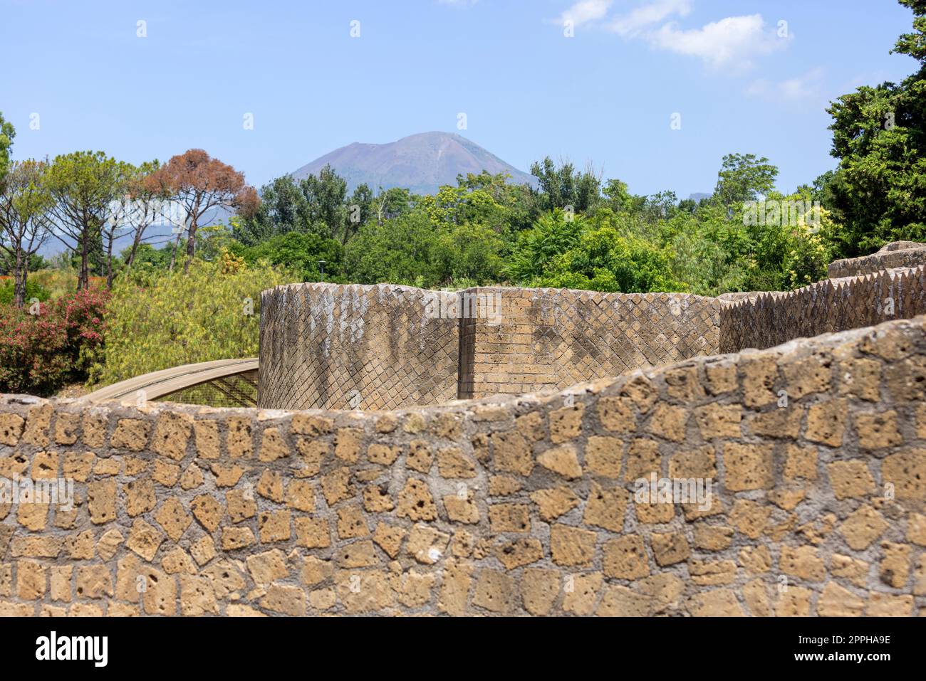 Ruins of an ancient city destroyed by the eruption of the volcano ...