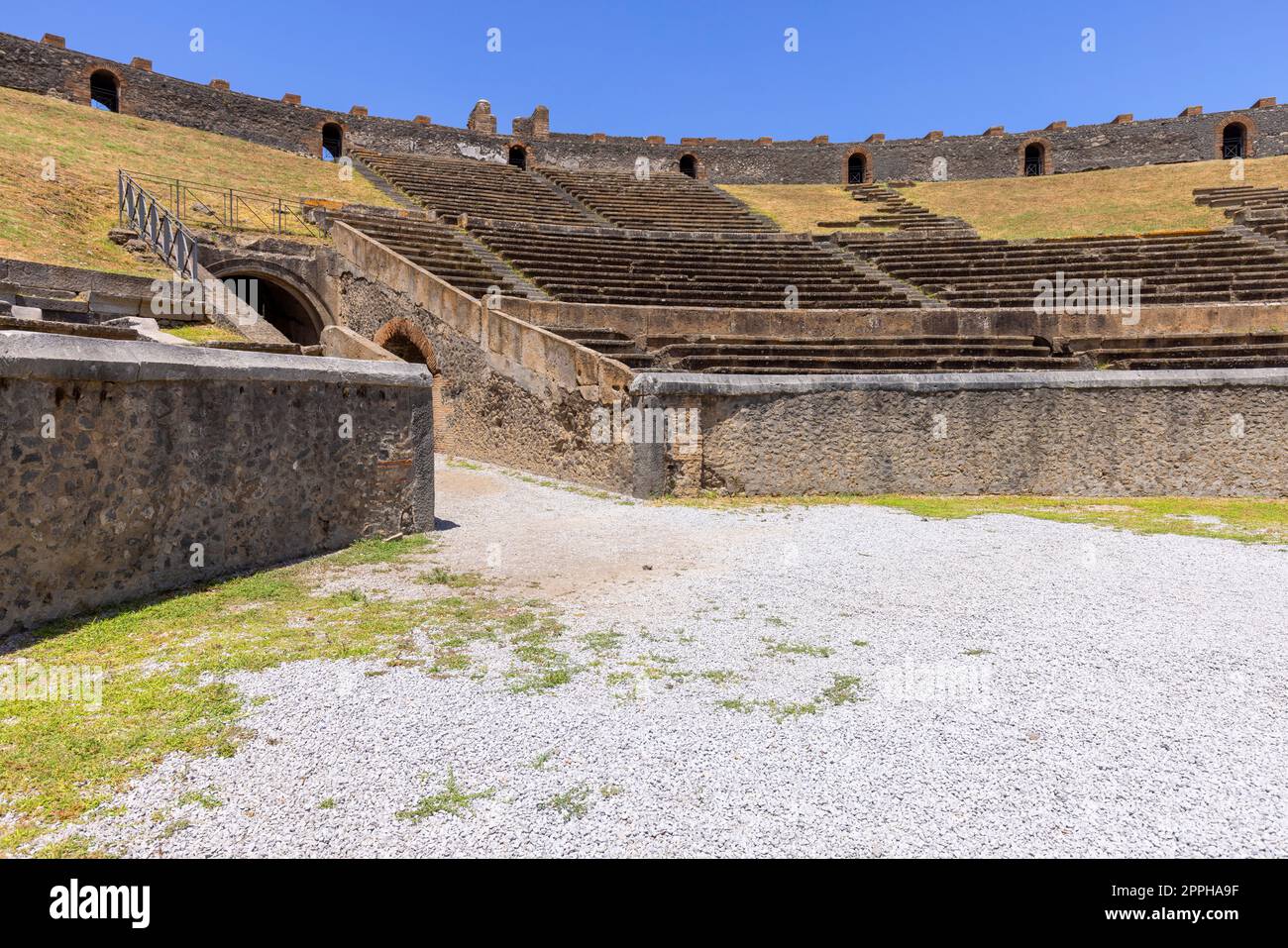 View on Amphitheatre of Pompeii buried by the eruption of Vesuvius ...