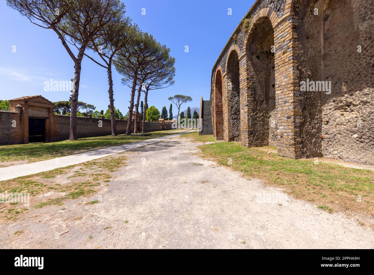 View on Amphitheatre of Pompeii buried by the eruption of Vesuvius ...