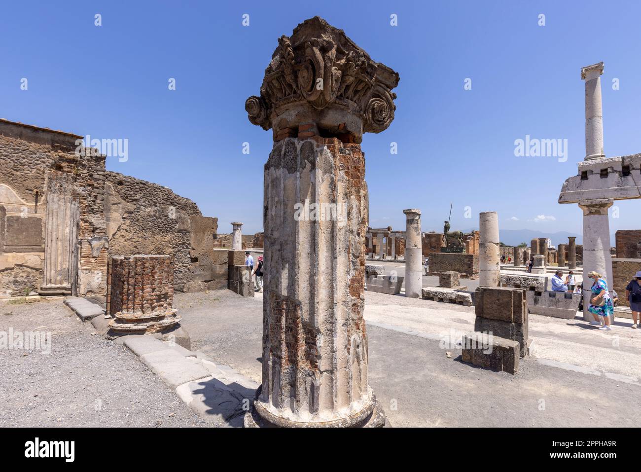Ruins of an ancient city destroyed by the eruption of the volcano ...