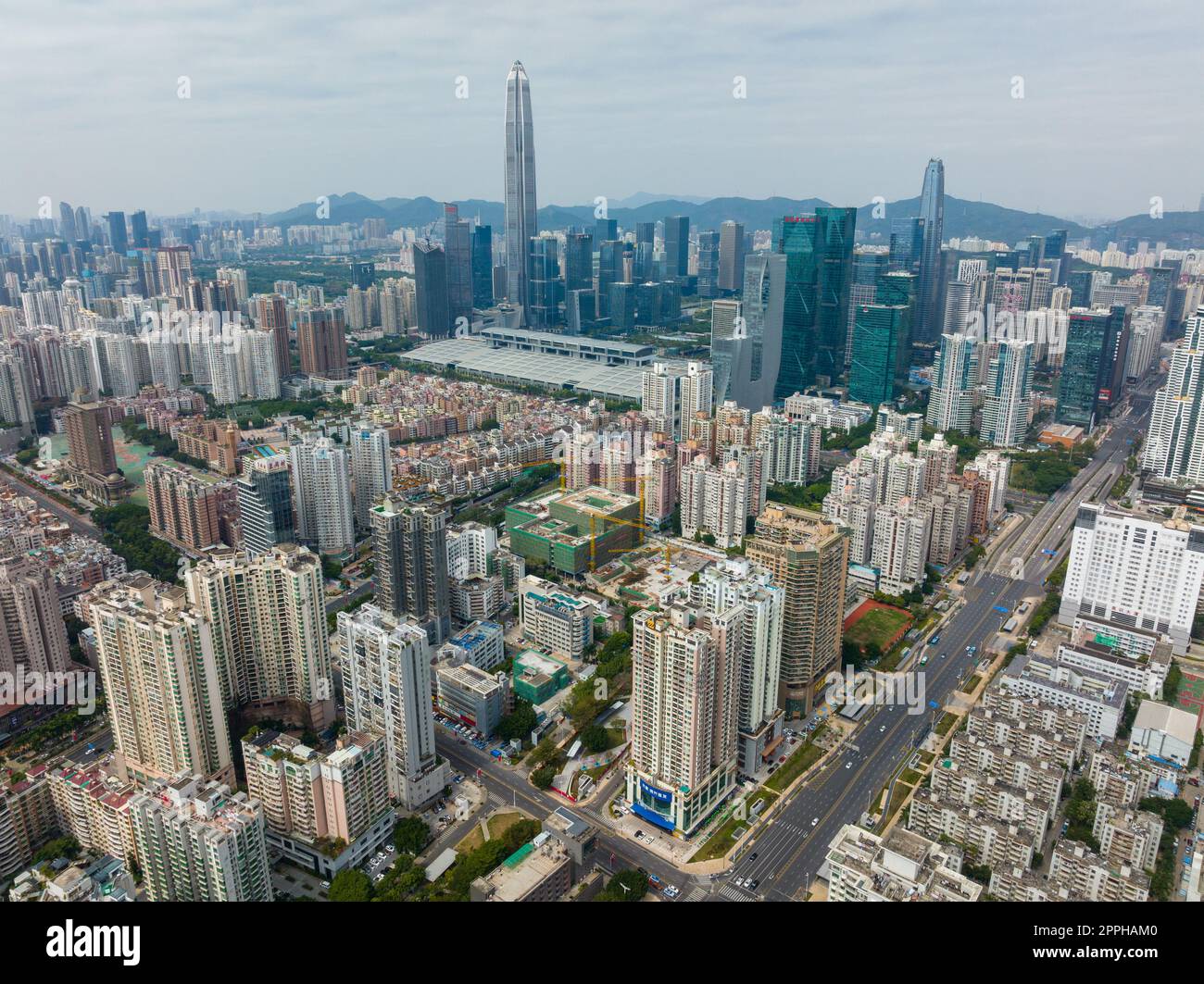 Shenzhen, China, 21 January 2022: Top view of Shenzhen city, Futian ...