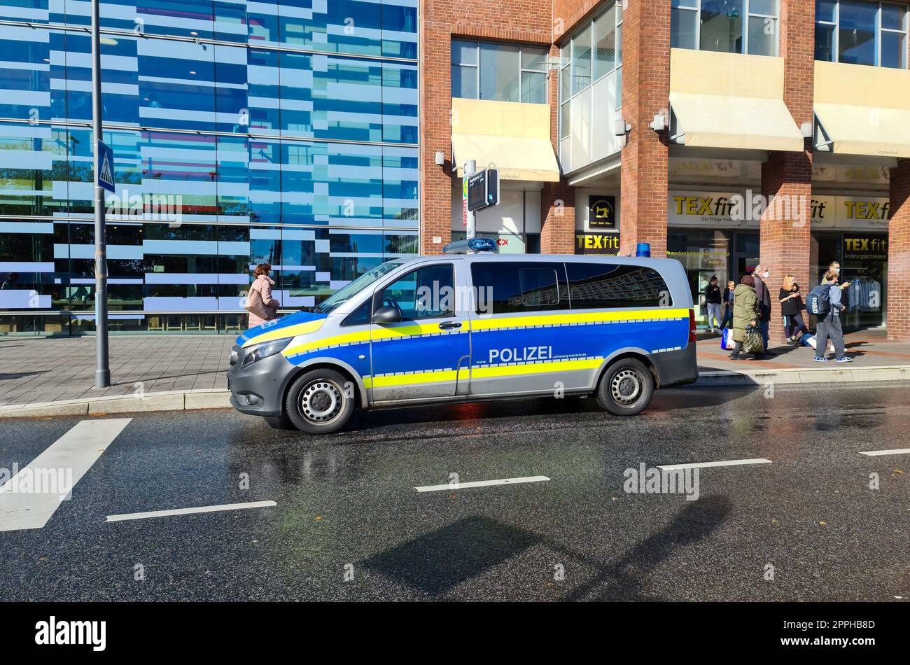 Kiel, Germany - 16. October 2022: German police van at the main bus ...