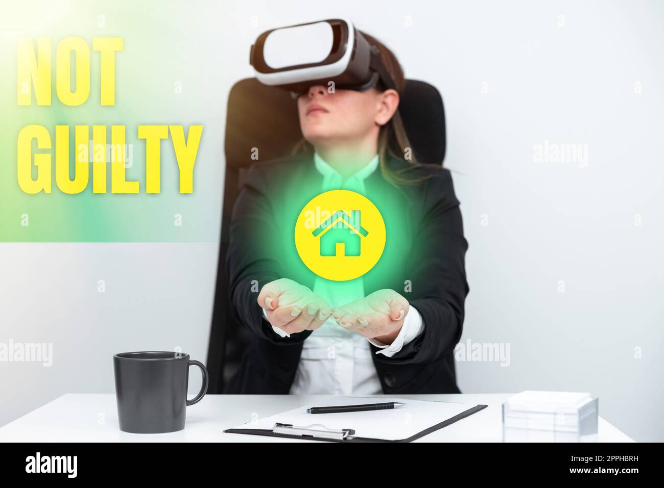 Text caption presenting Not Guilty. Word Written on someone is innocent ...