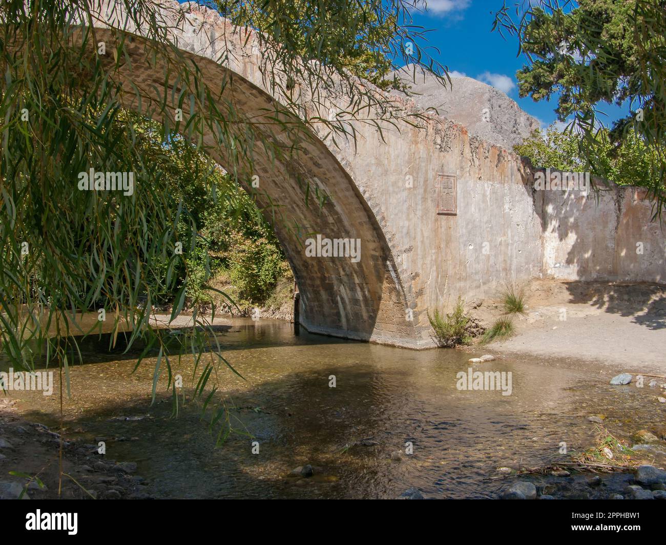 Old Bridge or Big Bridge over the Megalopotamos River in Crete Stock ...