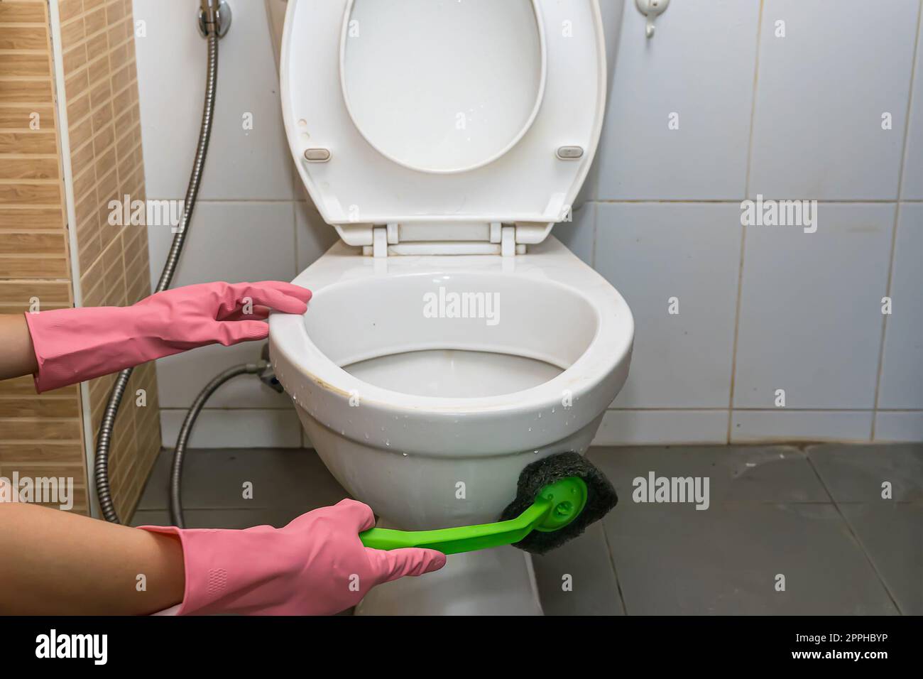 Woman cleaning toilet detergent hi-res stock photography and images - Alamy
