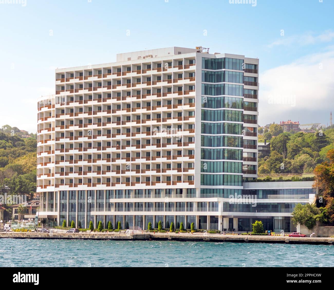 Modern architectural building of Grand Tarabya hotel, suited by ...