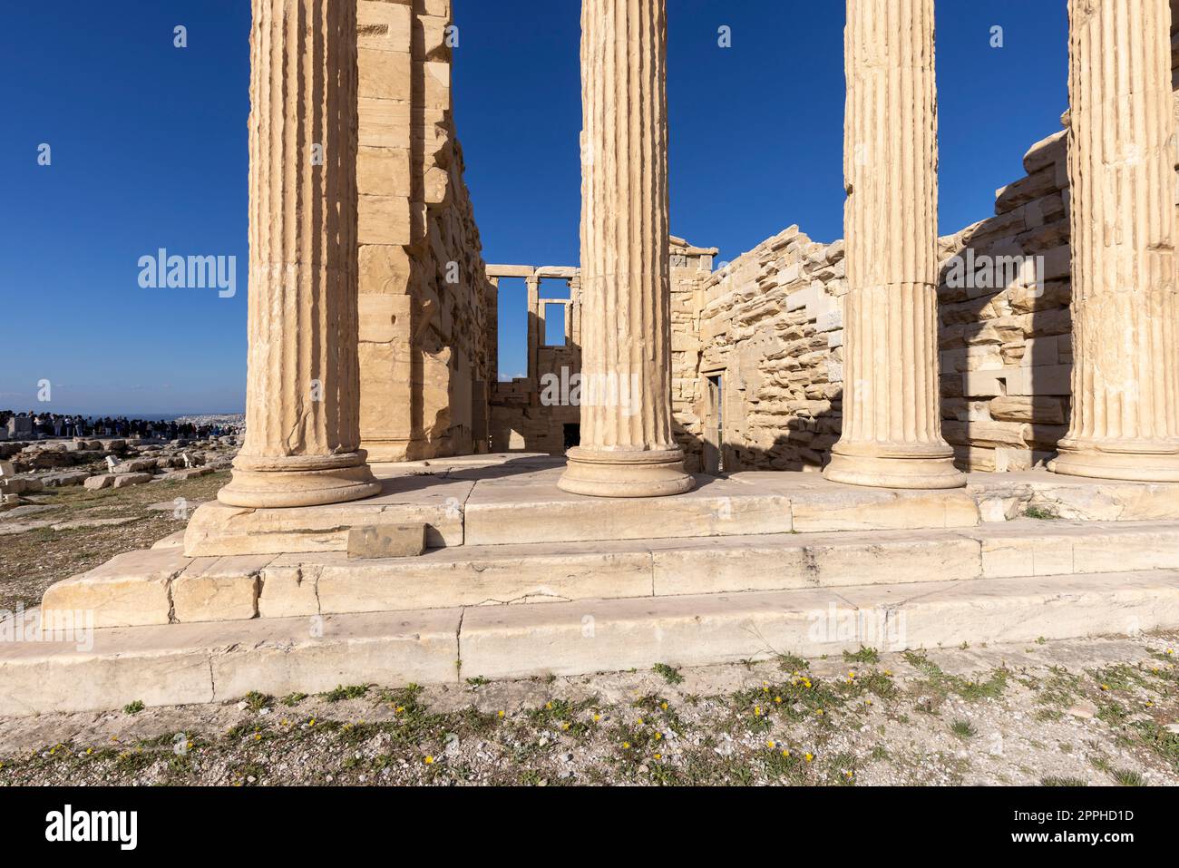 Erechtheion, Temple of Athena Polias on Acropolis of Athens, Greece. View Ionic style columns on ...