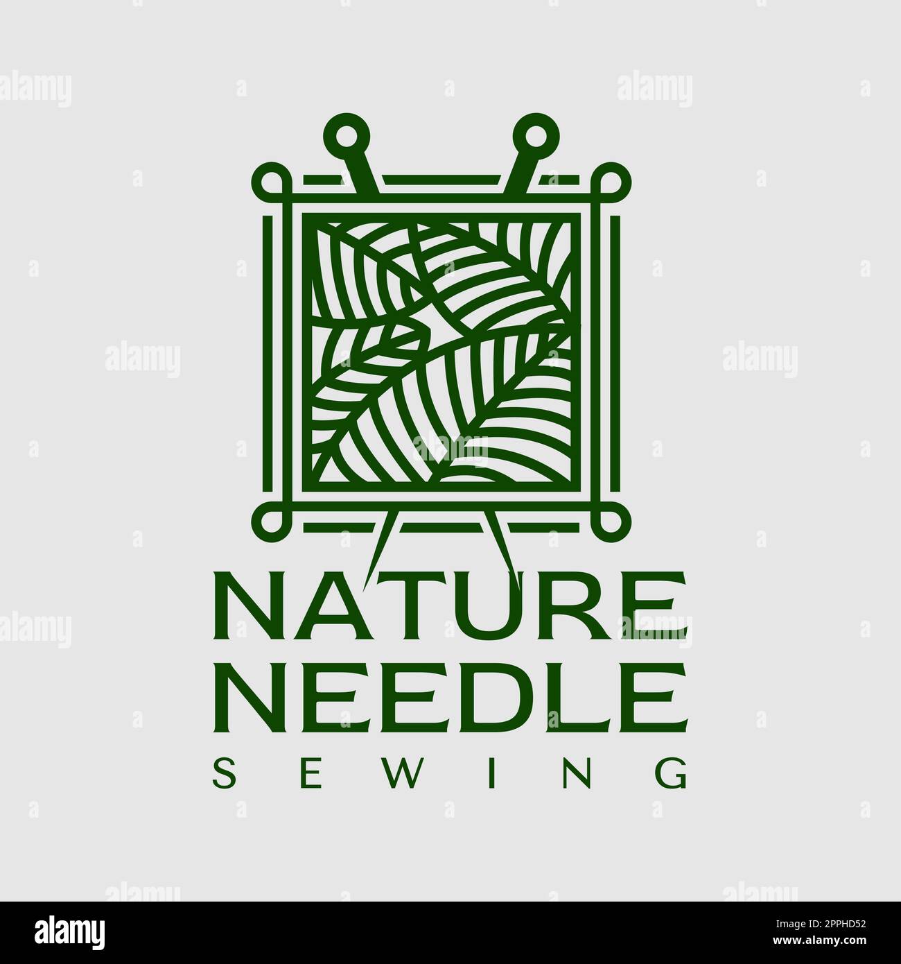 Vintage nature needle logo design vector. Green leaf sewing apparel ...