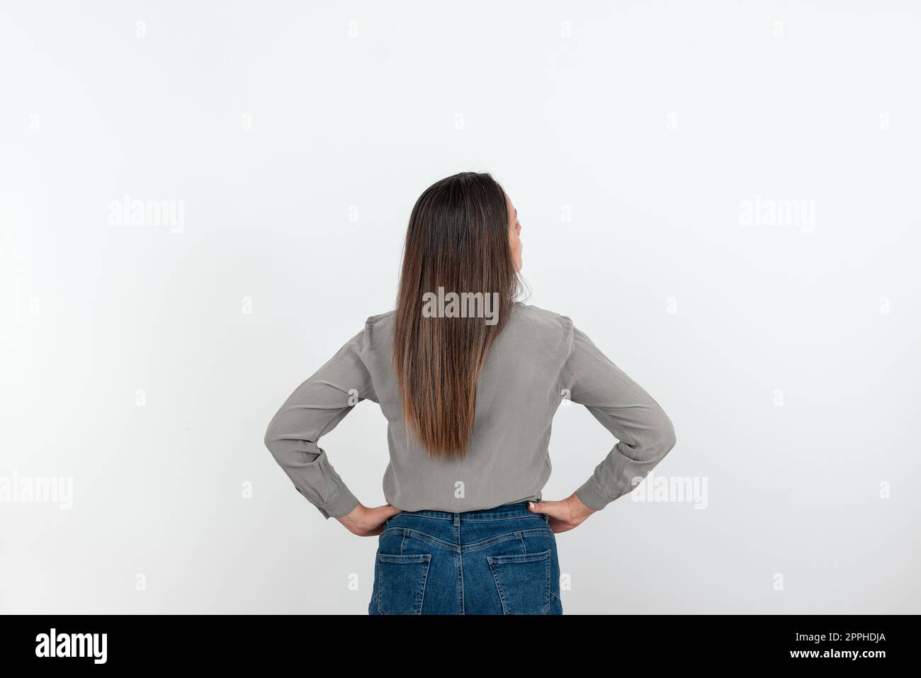 Woman Standing Backwards Coming Up With New Amazing Ideas ...