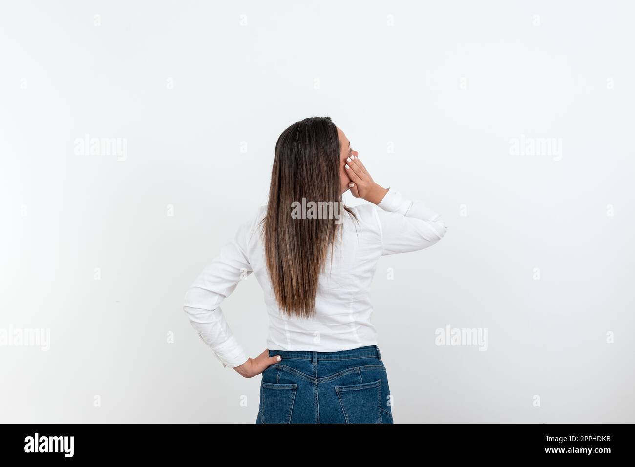 Woman Standing Backwards Coming Up With New Amazing Ideas ...