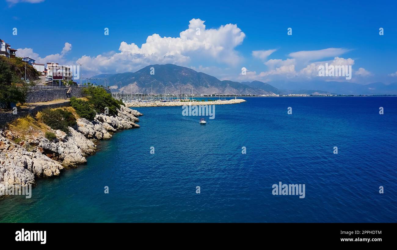 Panoramic tropical sea, beach landscape from Finike, Antalya, Turkey ...