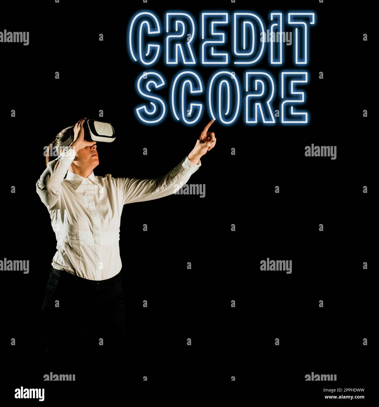 Sign displaying Credit Score. Word Written on numerical expression that ...