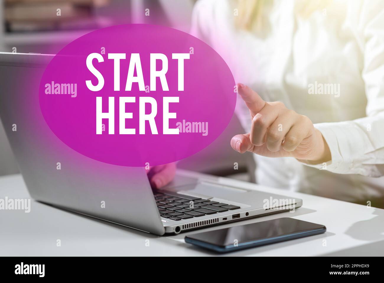 Handwriting text Start Here. Business showcase telling someone this is ...