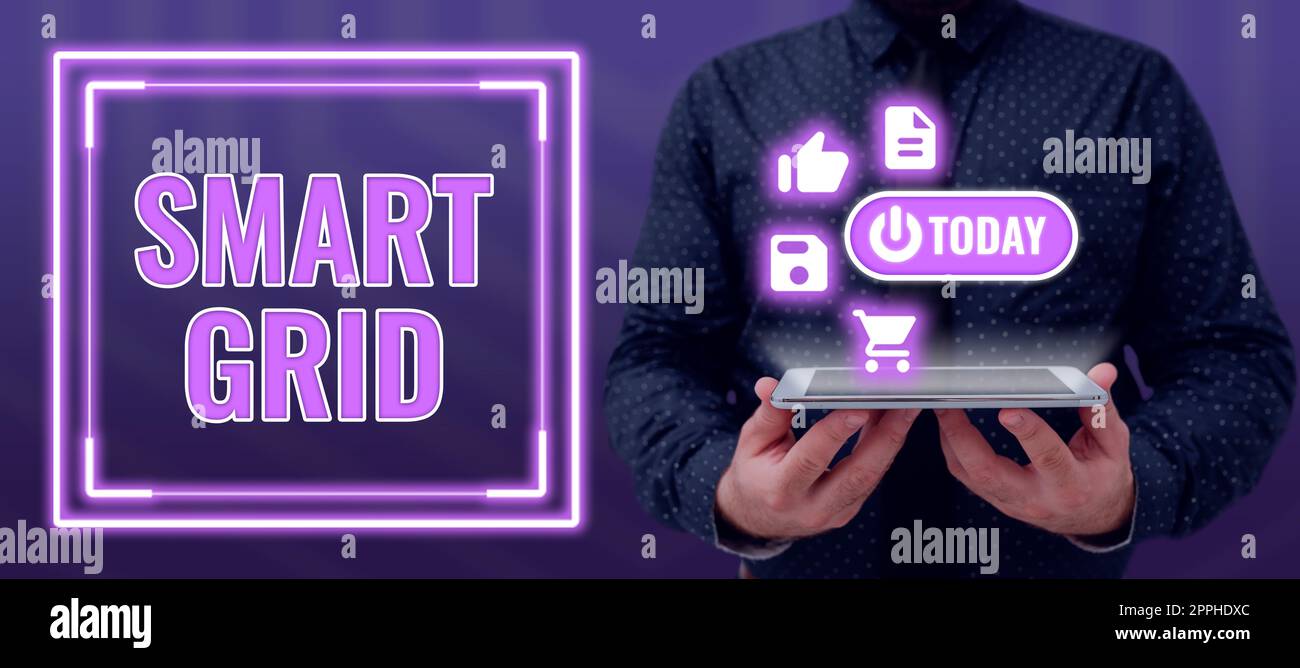 Text caption presenting Smart Grid. Conceptual photo includes of ... Text caption presenting Smart Grid. Conceptual photo includes of ...
