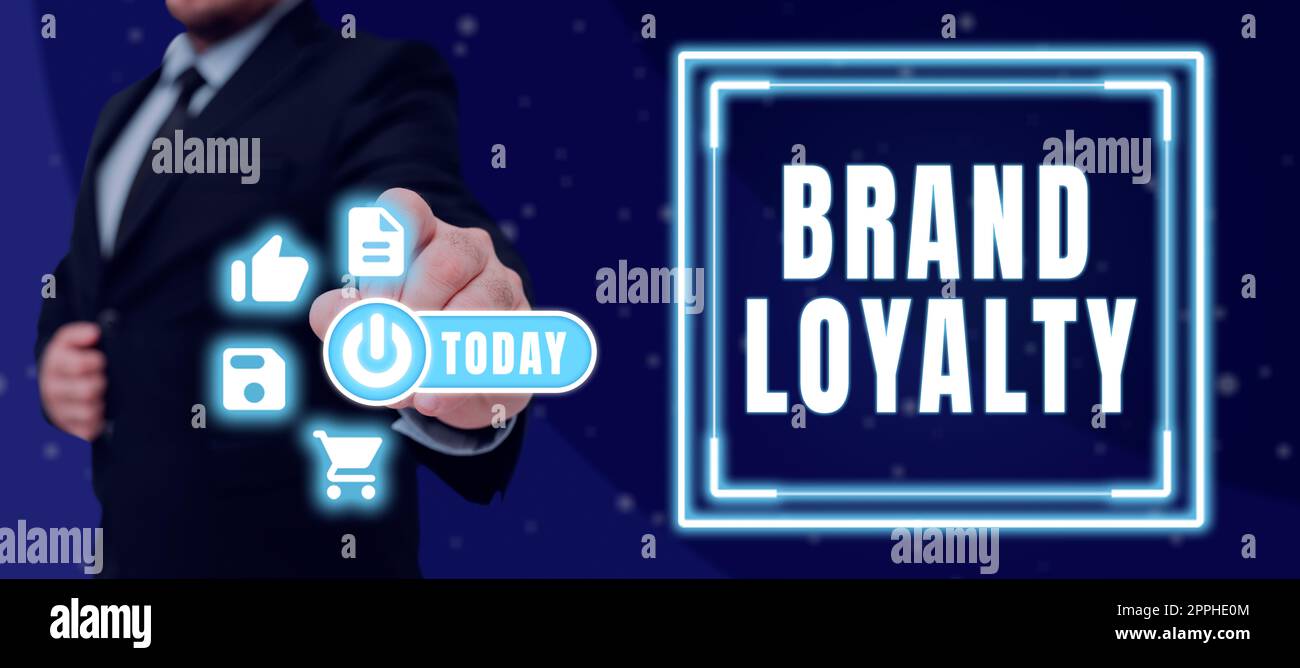 Hand writing sign Brand Loyalty. Business showcase positive feelings to ...