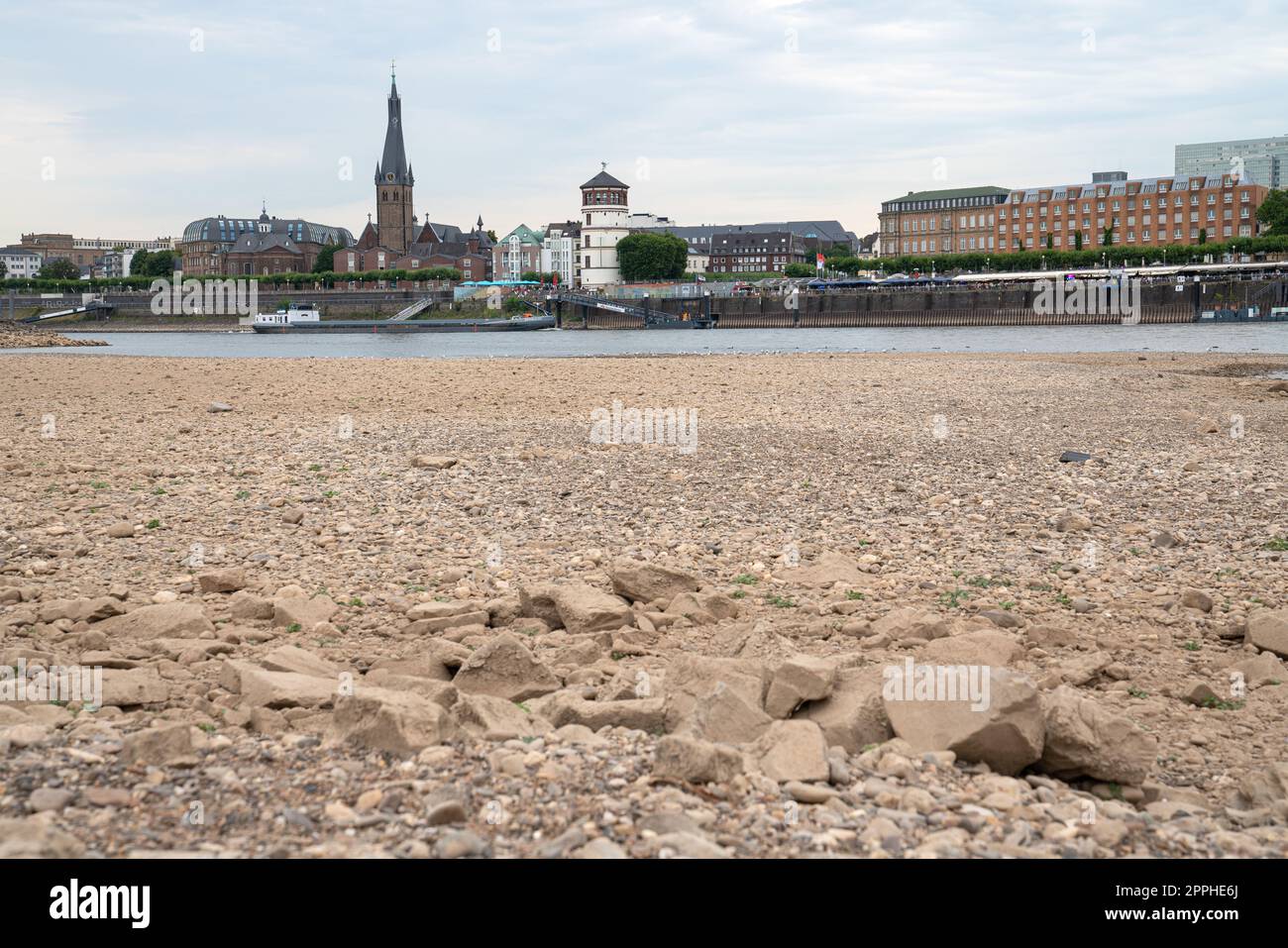 Drought in Germany, low water on Rhine river Stock Photo - Alamy