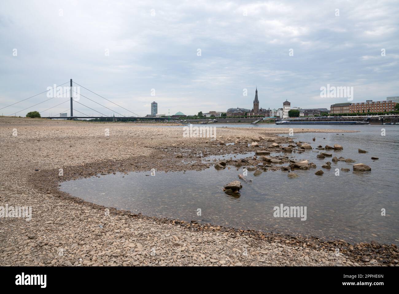 Drought in Germany, low water on Rhine river Stock Photo - Alamy