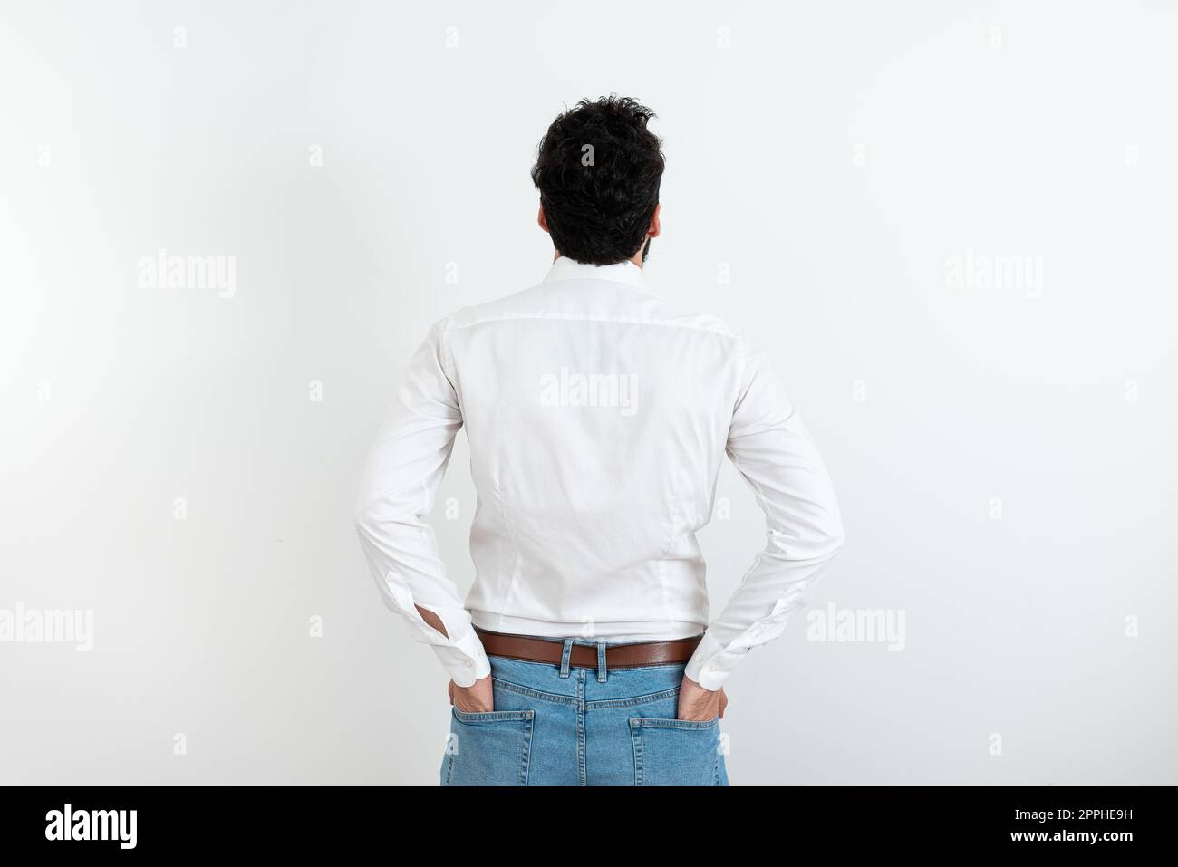 Man Standing Backwards Coming Up With New Amazing Ideas. Businessman ...