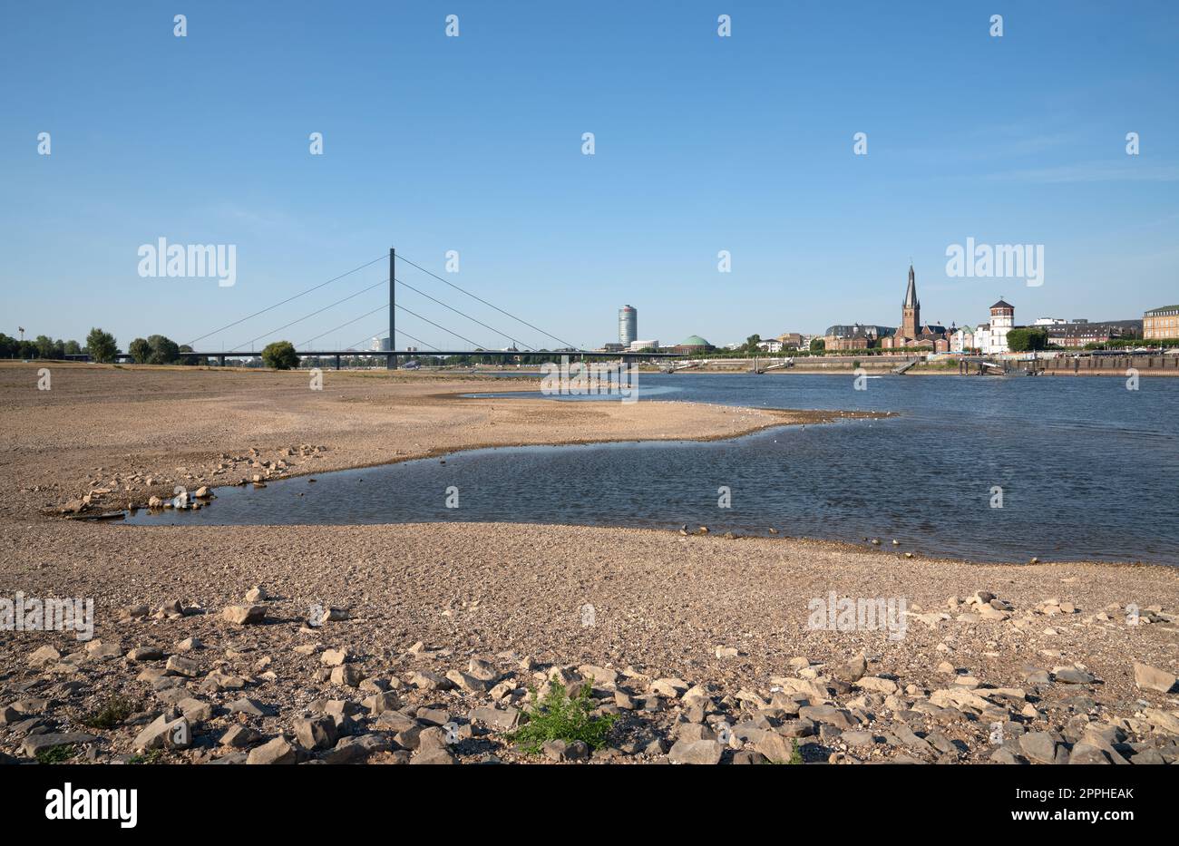 Drought in Germany, low water on Rhine river Stock Photo - Alamy