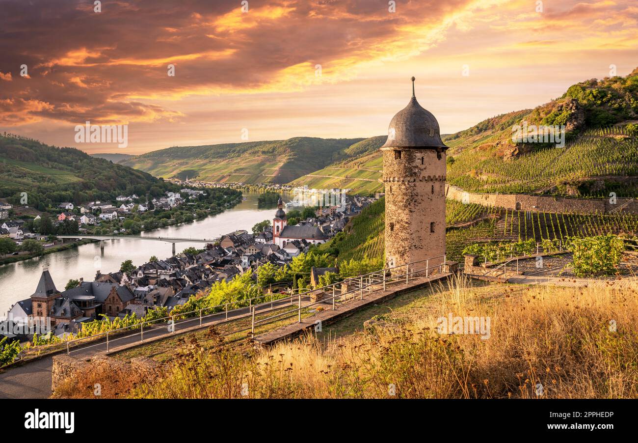 Zell with Moselle river, Germany Stock Photo - Alamy