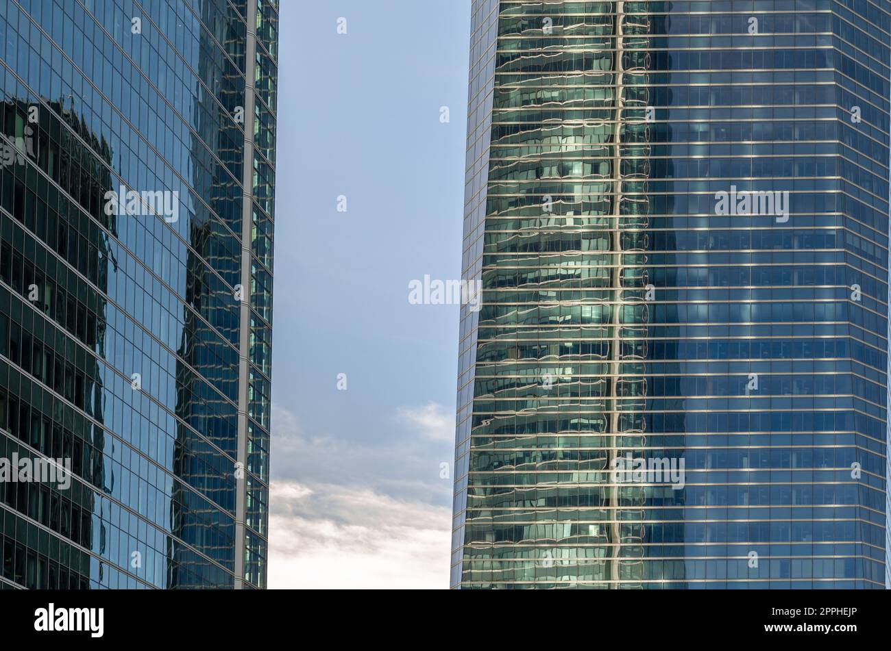 MADRID, SPAIN - OCTOBER 6, 2021: Architectural detail, glass facades of ...