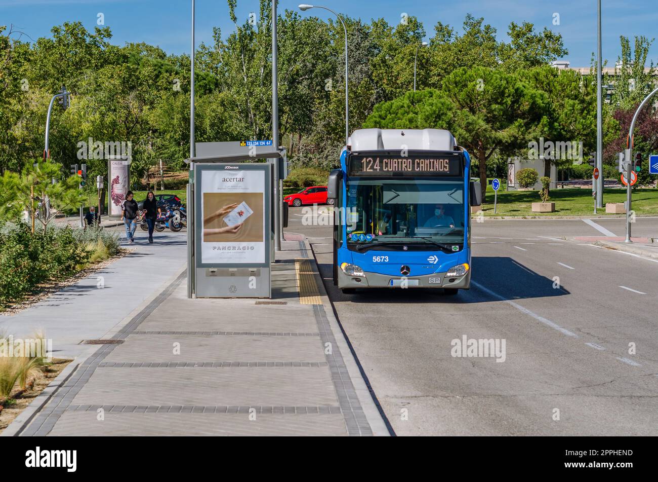 MADRID, SPAIN - OCTOBER 6, 2021: Bus of the municipal transport company ...