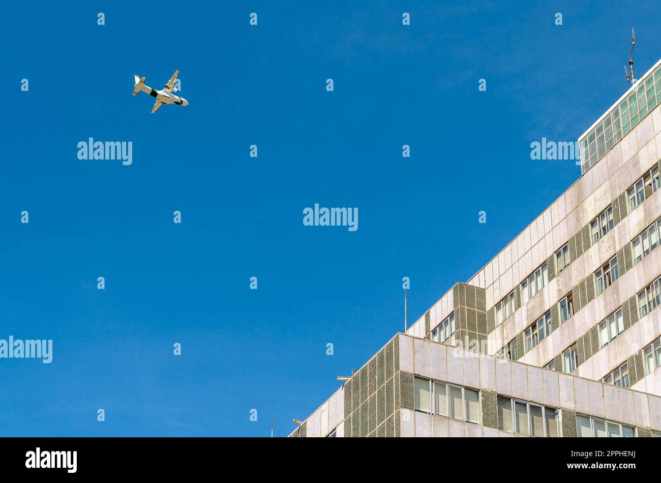 MADRID, SPAIN â€“ OCTOBER 6, 2021: Military aircraft flying in a ...