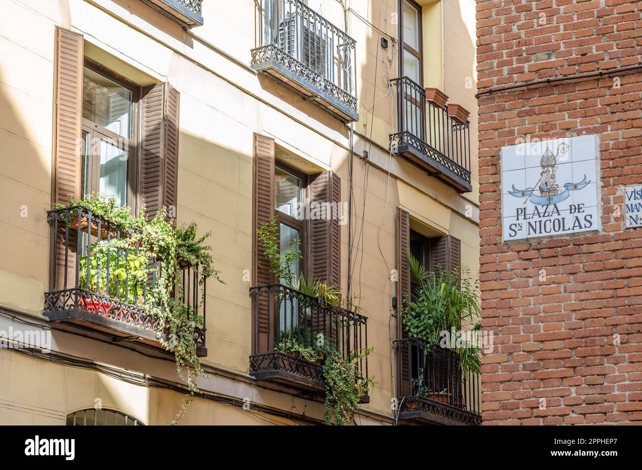 MADRID, SPAIN - OCTOBER 4, 2021: Beautiful tiled street signs in Madrid ...