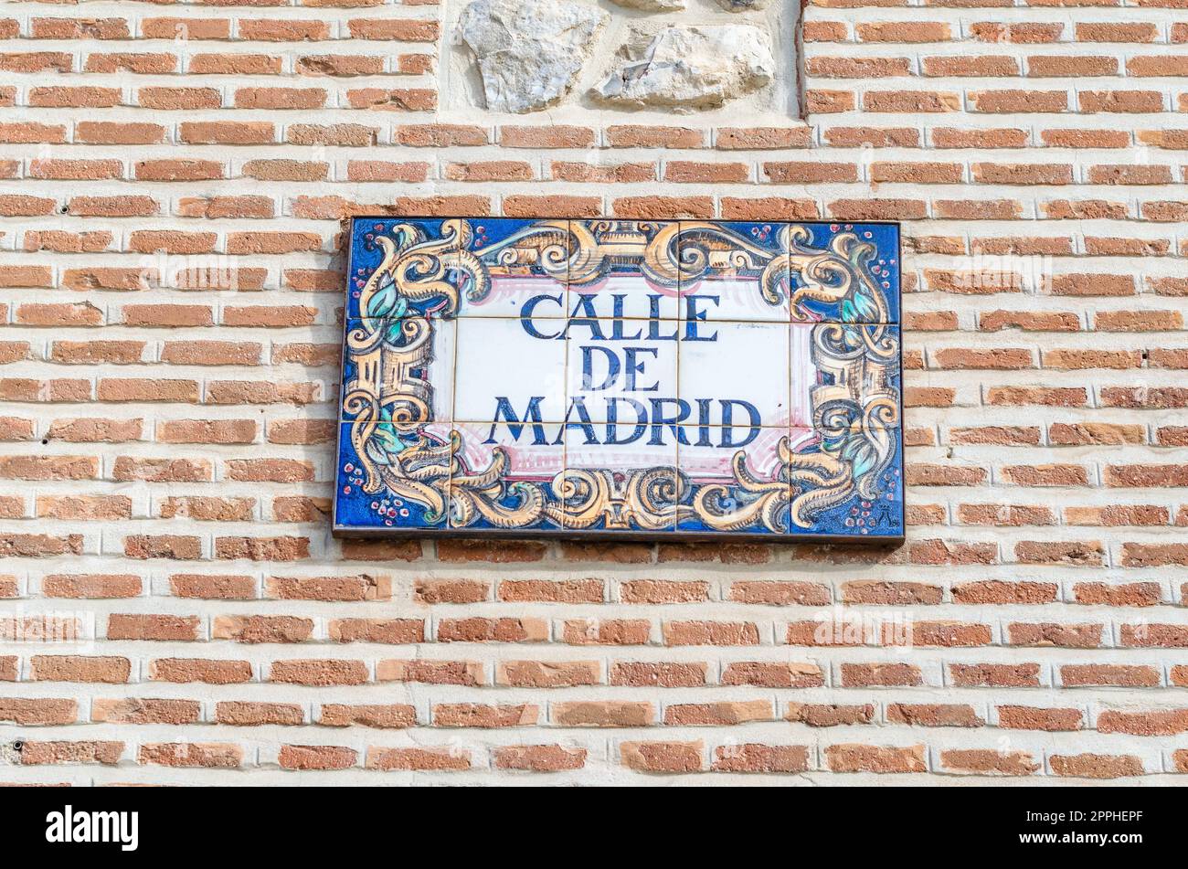 MADRID, SPAIN - OCTOBER 4, 2021: Beautiful tiled street signs in Madrid ...