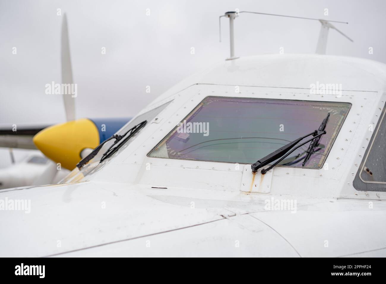 White jet plane cockpit Stock Photo - Alamy