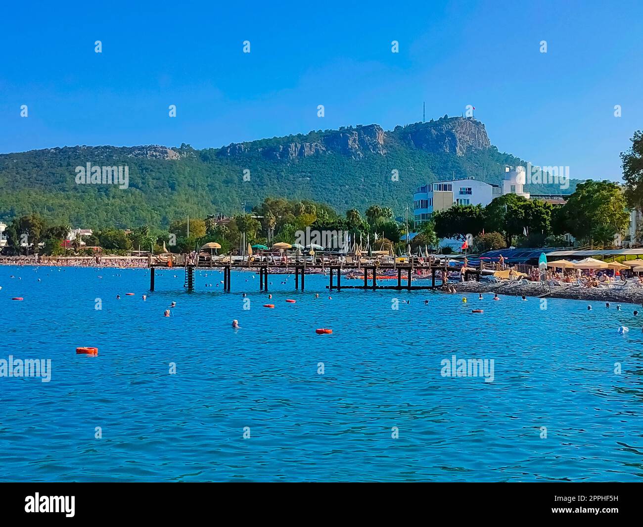 Panorama of beach at Kemer, Antalya, Turkey Stock Photo - Alamy