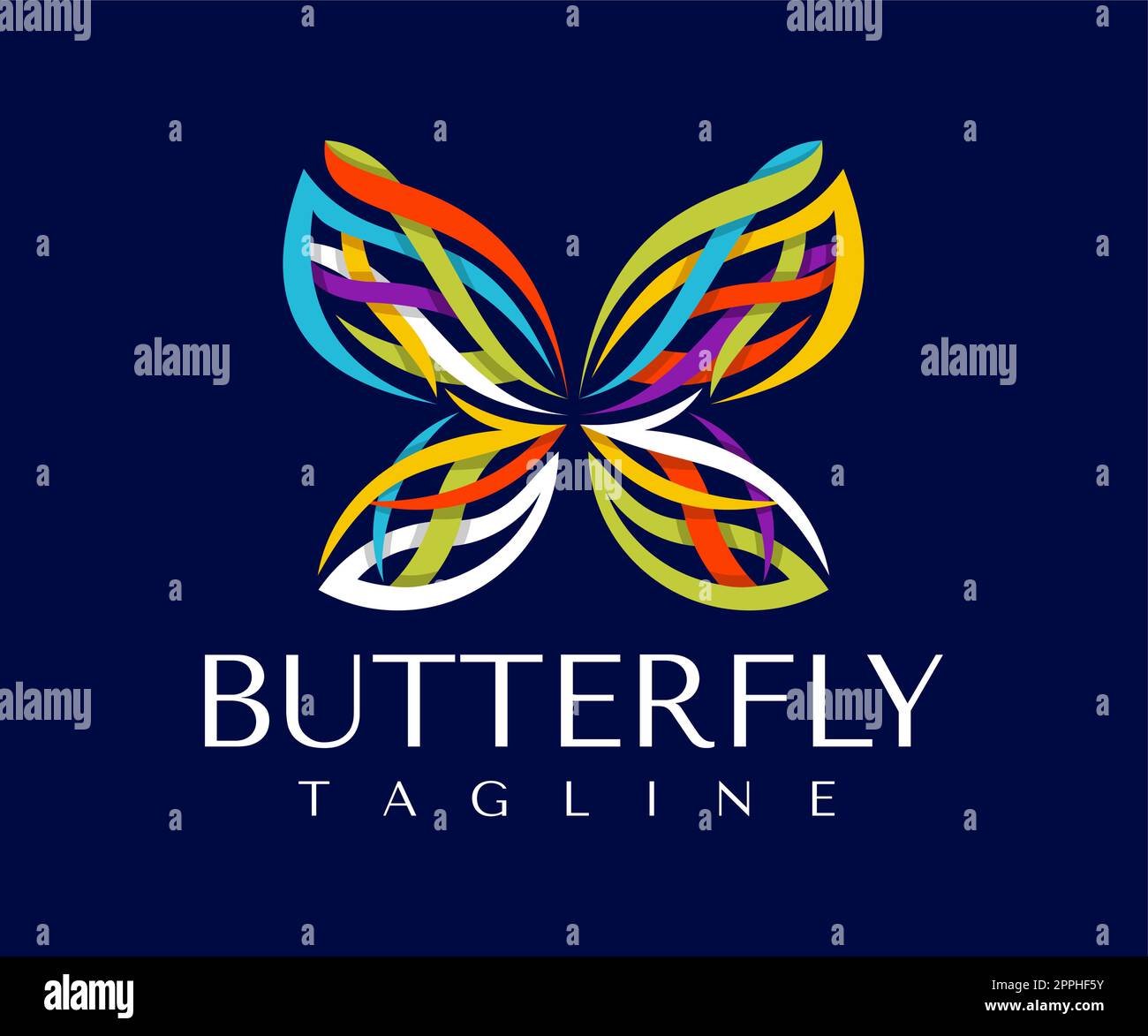 Modern colorful curve line butterfly logo design. Aesthetic butterfly ...