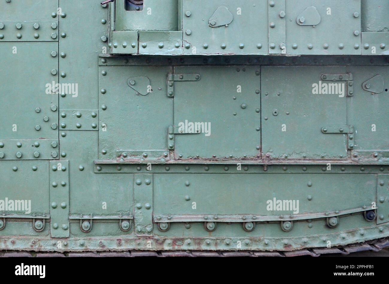 Texture of tank side wall, made of metal and reinforced with a ...